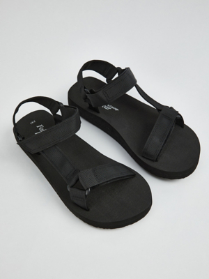 Black Strappy Flatform Sandals | Women | George at ASDA