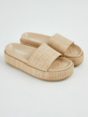 Beige Raffia Strap Flatform Sandals | Women | George at ASDA