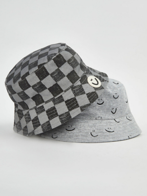 Checkerboard Smiley Face Bucket Hats 2 Pack | Kids | George at ASDA