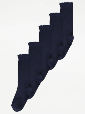 Navy Cotton Rich Knee High Socks 5 Pack | Kids | George at ASDA