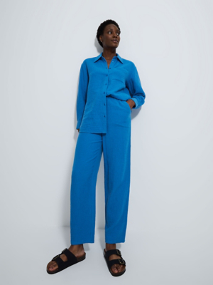 Blue Double Cloth Pull On Trousers | Sale & Offers | George at ASDA