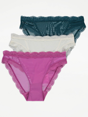 High Leg Lace Top Knickers 5 Pack | Lingerie | George at ASDA