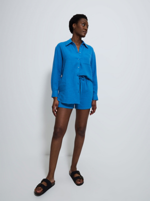 Blue Double Cloth Shorts | Women | George at ASDA