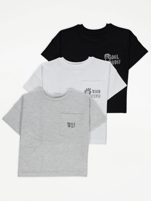 Slogan Pocket T-Shirts 3 Pack | Kids | George at ASDA