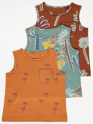Palm Tree Pocket Vests 3 Pack | Kids | George at ASDA