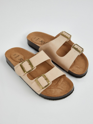 Nude Double Buckle Flatbed Sandals | Women | George at ASDA