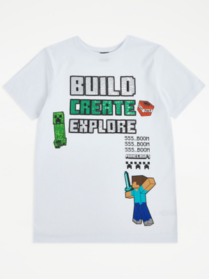 Minecraft Sequin Slogan T-Shirt | Kids | George at ASDA