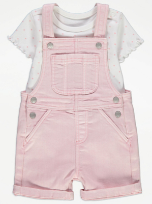Pink Spotty Bodysuit and Dungaree Outfit | Baby | George at ASDA