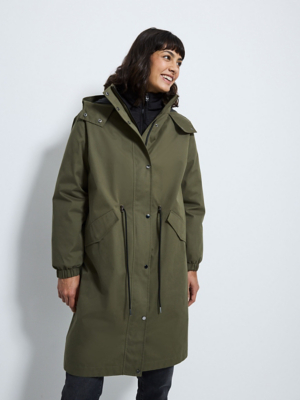 Khaki 3 in 1 Longline Quilted Waterproof Parka Coat | Women | George at ...