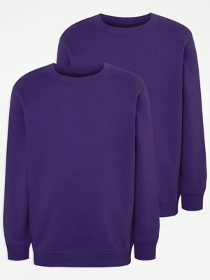 Purple Cotton Rich School Sweatshirts 2 Pack | School | George at ASDA