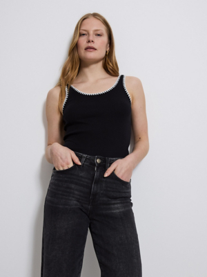 Orange Ribbed Lettuce Trim Vest | Women | George at ASDA