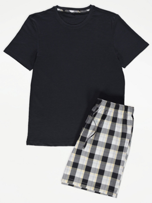Black Checked Short Pyjamas | Men | George at ASDA