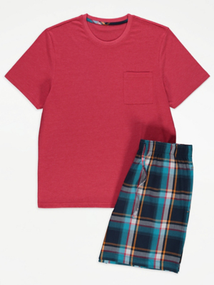 Red Checked Poplin Short Pyjamas | Men | George at ASDA