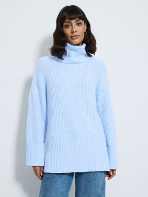 Light Blue Roll Neck Chunky Knitted Jumper | Women | George at ASDA