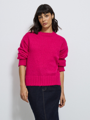 Pink Knitted Crew Neck Jumper | Women | George at ASDA