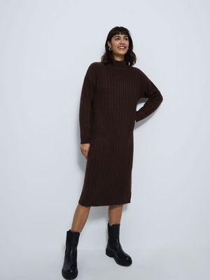 High Neck Ribbed Knitted Midi Dress | Women | George at ASDA