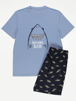 Blue Jawsome Dad Shark Short Pyjamas | Men | George at ASDA