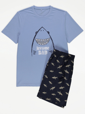 Blue Jawsome Dad Shark Short Pyjamas | Men | George at ASDA