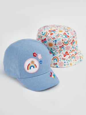 Fun Print Light Blue Unicorn Cap and Bucket Hat Set | Kids | George at ASDA