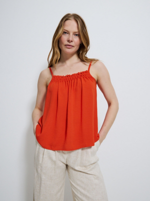 Red Shirred Neck Strappy Cami Top | Women | George at ASDA