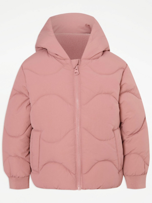 Pink Scalloped Quilted Padded Coat | Kids | George at ASDA