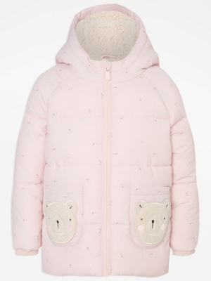 Pink Ditsy Floral Bear Pocket Padded Coat | Kids | George at ASDA