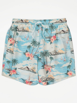 Palm Tree and Hibiscus Swim Shorts | Men | George at ASDA
