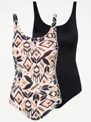 Black Tribal Print Swimsuits 2 Pack | Women | George at ASDA