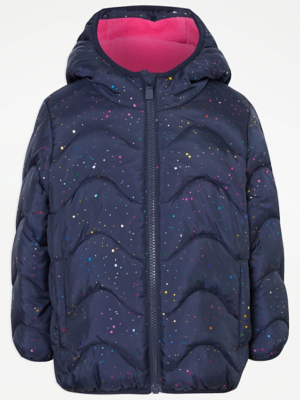 Navy Sparkle Hooded Padded Coat | Kids | George at ASDA