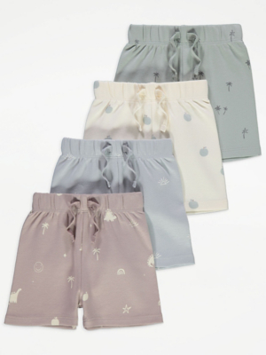 Neutral Pastel Mini Print Shorts 4 Pack | Baby | George at ASDA