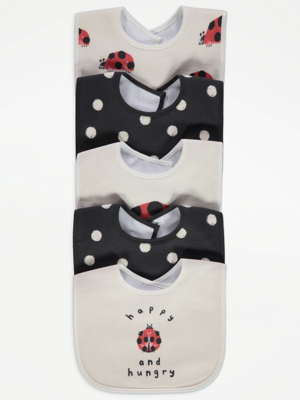 Happy and Hungry Ladybird Bibs 5 Pack | Baby | George at ASDA