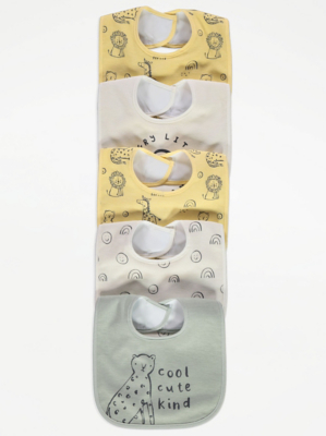 Animal Smiley Face Bibs 5 Pack | Baby | George at ASDA