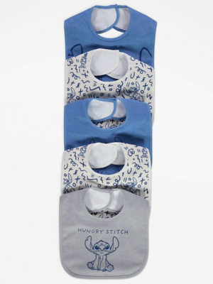 Disney Lilo & Stitch Blue Hungry Bibs 5 Pack | Baby | George at ASDA