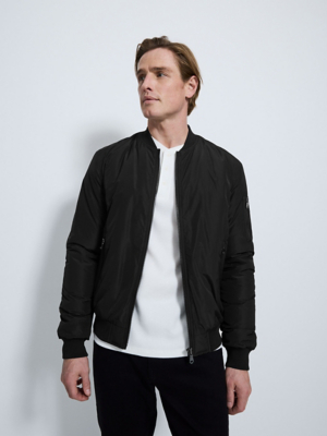 Black Lightly Padded Bomber Jacket | Men | George at ASDA
