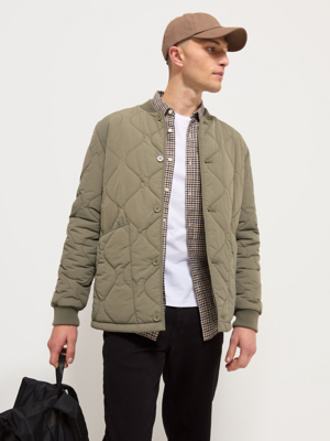 Khaki Quilted Lightweight Jacket | Men | George at ASDA