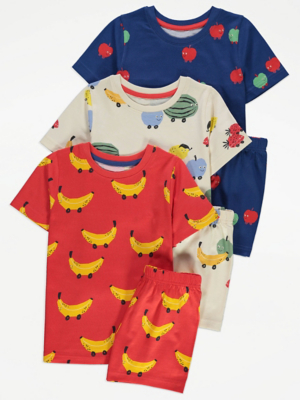Skating Fruit Short Pyjamas 3 Pack | Kids | George at ASDA