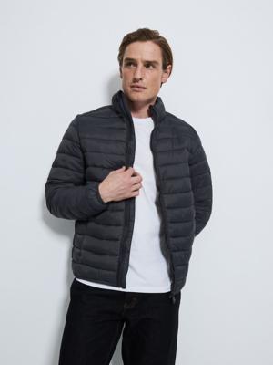 Charcoal Grey Padded Lightweight Funnel Neck Jacket | Men | George at ASDA