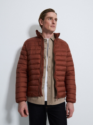 Rust Padded Lightweight Funnel Neck Jacket | Men | George at ASDA