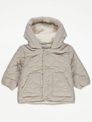 Stone Fleece Lined Quilted Coat | Baby | George at ASDA