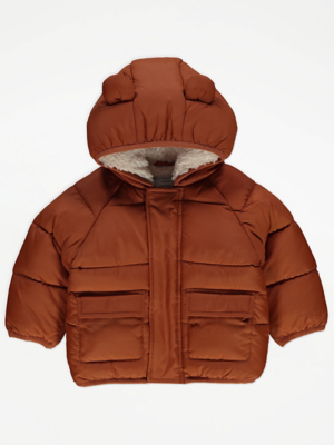 Rust 3D Ear Padded Coat | Baby | George at ASDA