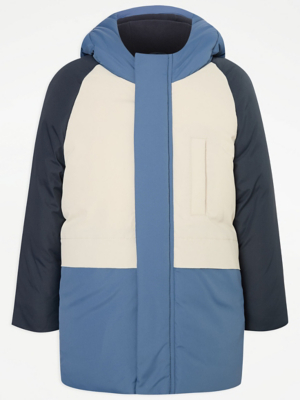 Blue Colour Block Hooded Padded Coat | Kids | George at ASDA