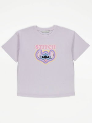 Disney Lilo & Stitch Pink Glitter Print T-Shirt | Kids | George at ASDA