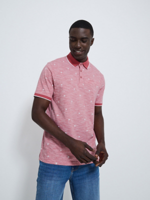 Red Marl Palm Tree Polo Top | Men | George at ASDA