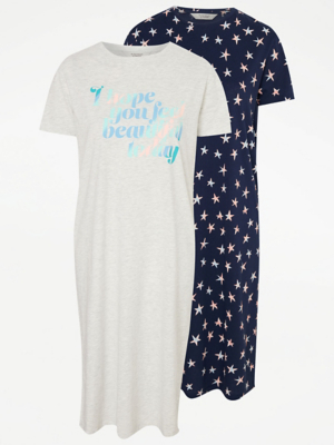 Star Prints Nightdresses 2 Pack | Lingerie | George at ASDA