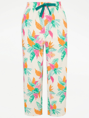 White Tropical Print Cropped Pyjama Bottoms | Lingerie | George at ASDA