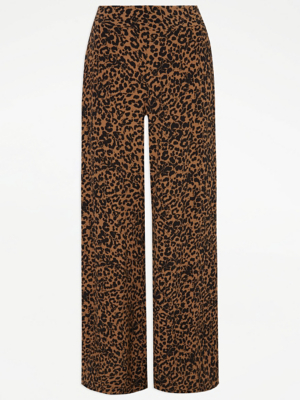 Brown Animal Print Wide Leg Trousers | Women | George at ASDA
