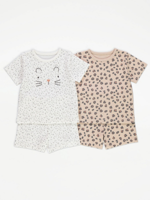 Spotty Cat Short Pyjamas 2 Pack | Baby | George at ASDA