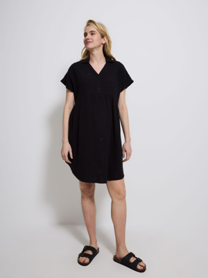 Maternity Black Double Cloth Smock Mini Dress | Women | George at ASDA