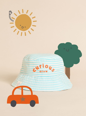 Little Angels Blue Stripe Curious Crew Bucket Hat | Baby | George at ASDA