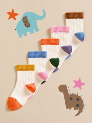 Little Angels Rainbow Ribbed Socks 5 Pack | Baby | George at ASDA